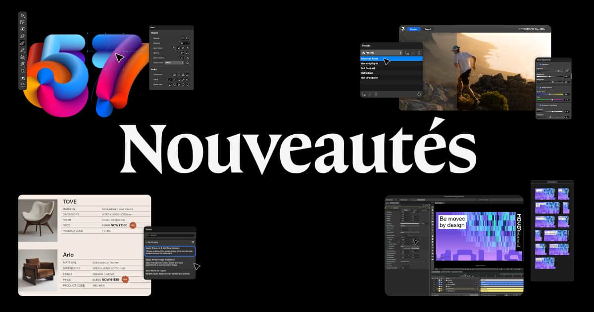 Nouveautés Affinity : Outil Fusion, scripting et plus de 60 mises à jour